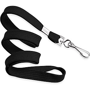 Mifflin-USA Flat Lanyards for ID Badges (Black, 36 Inch, 5 Pack), Comfortable Neck Straps