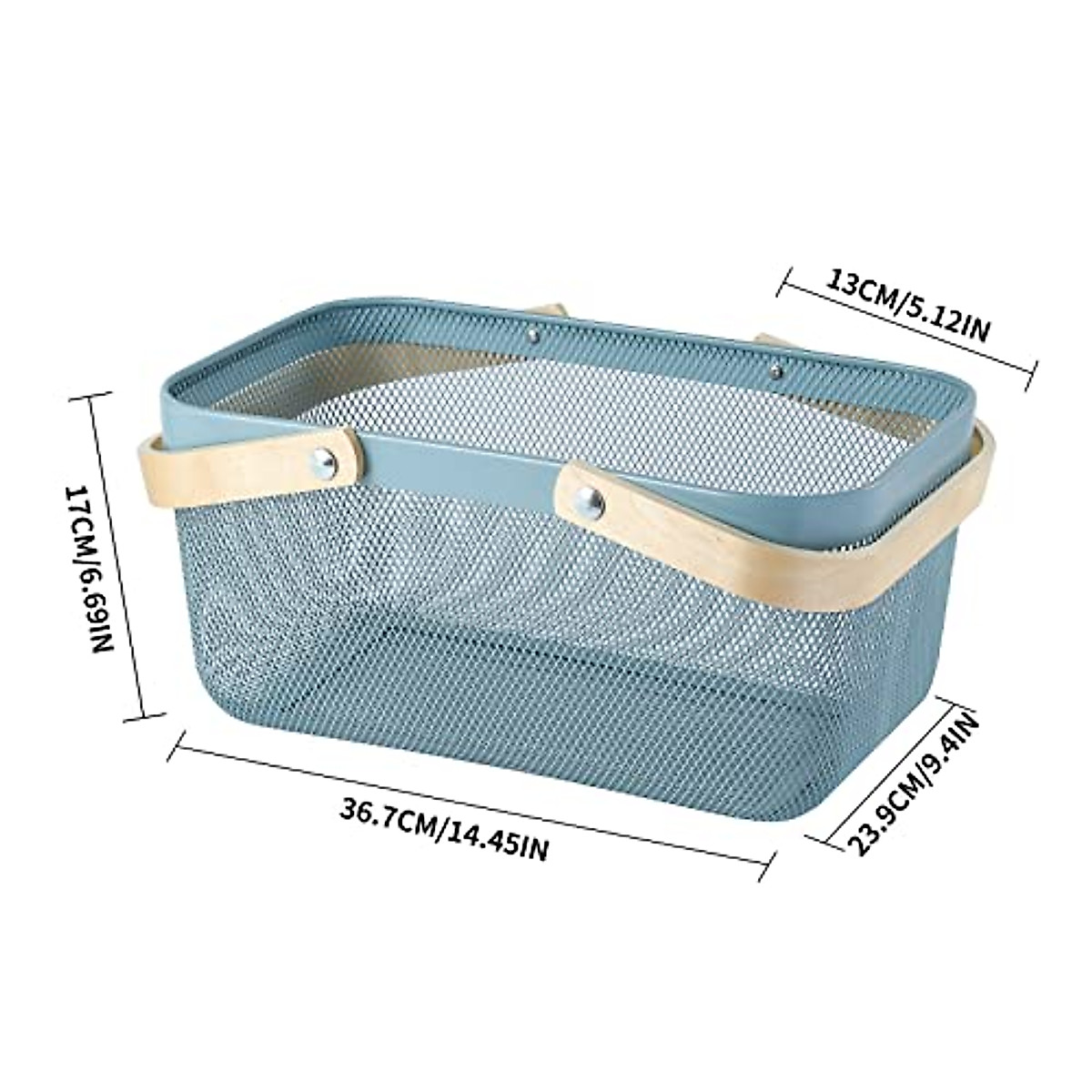 Lifuxiu Metal Mesh Steel Basket mesh basket with handle，Storage Organizer Basket Fruit Vegetable Basket, Solutions for Kitchen, Garden ,Picnic,Gifts and More (Blue)