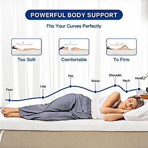 3 Inch Memory Foam Mattress Topper King Size Gel Memory Foam Cooling Mattress Topper Mattress Pad Cover for Back Pain Bed Topper with Washable Cover