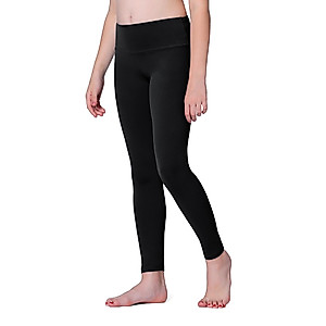 Stelle Girls Athletic Leggings Kids Dance Workout Running Yoga Pants with Hidden Pocket (Black, 12-13 Years)