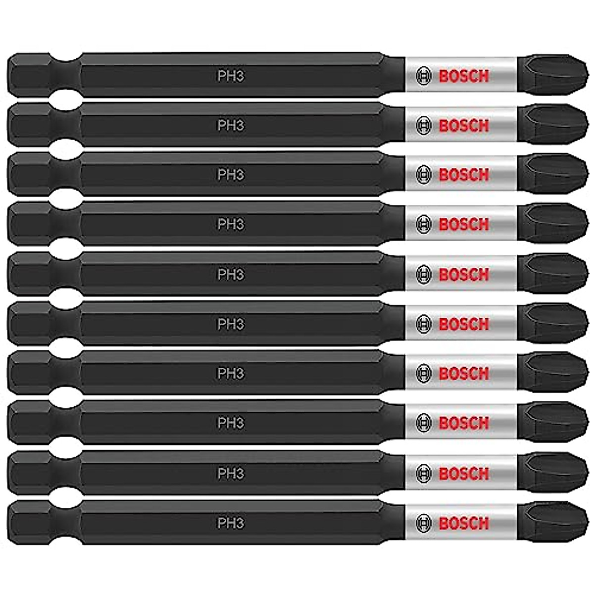 BOSCH ITPH335B 10-Pack 3-1/2 In. Phillips #3 Impact Tough Screwdriving Power Bits