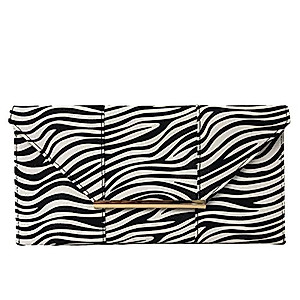 JNB Synthetic Leather Zebra Print Envelope Clutch, White