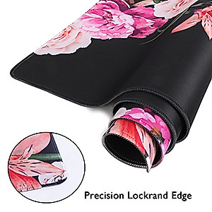iLeadon Large GamingNon-Slip Rubber Base Computer Premium-Textured & Waterproof Mouse Pad for Desk, 35.1 x 15.75-inch 2.5mm Thick, Peony Flower