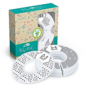 Baby Nest Designs Closet Dividers for Baby Clothes [Unisex Boho] - 7X Baby Clothing Size Age Dividers from Newborn Infant to 24 Months - Boho Baby Clothes Dividers and Nursery Closet Organizer