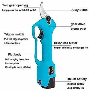 Professional Cordless Electric Pruner, Electric Tree Pruner, 16.8V 28mm Cutting Diameter, for Gardens, Tree,Orchards