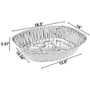 Nicole Fantini Disposable & Durable Extra Large Oval Turkey Roaster Aluminum Pan For Thanksgiving - 100% Recyclable : Perfect for, Baking & Roasting - Along With One Free 3pcs of Basting Set : 2 Pans