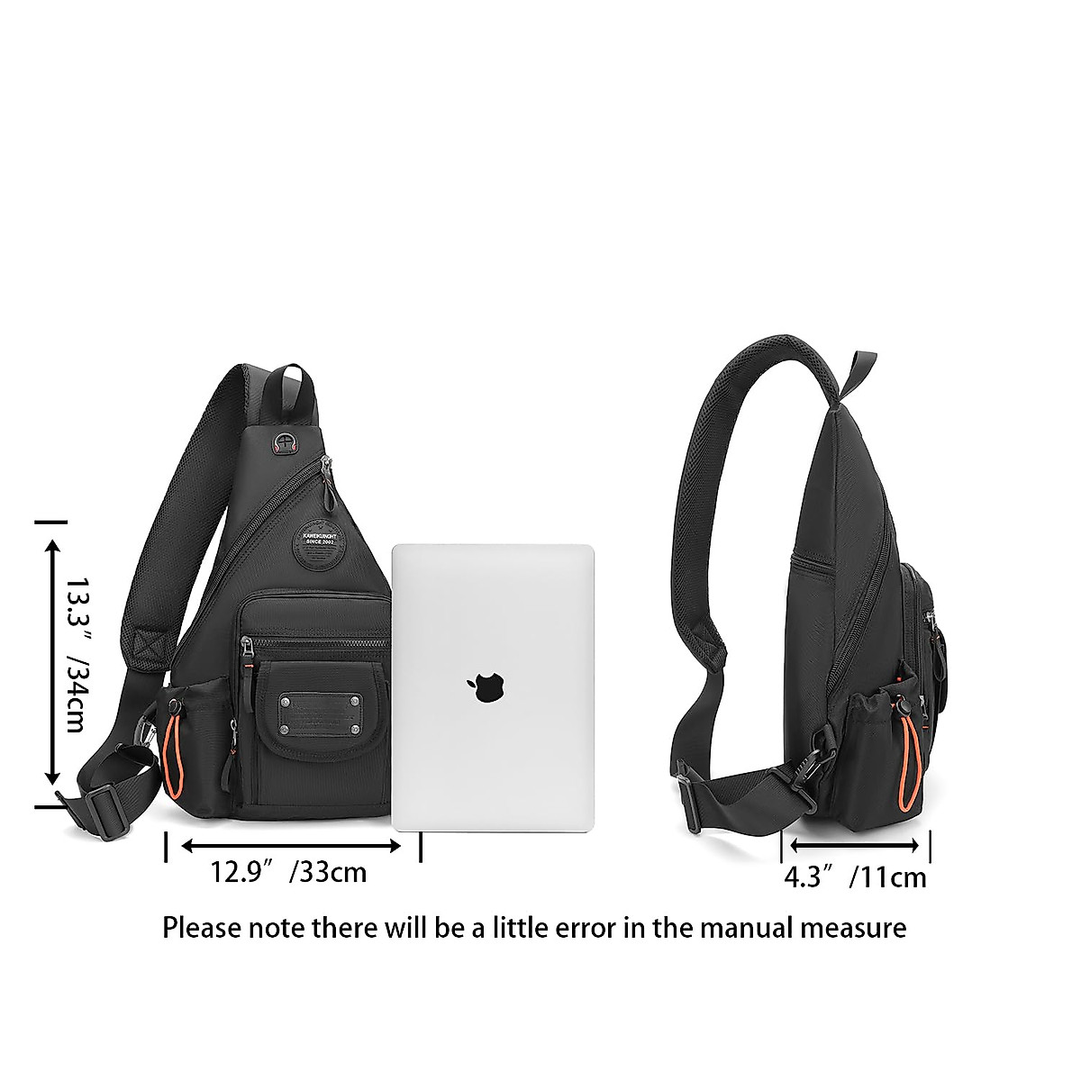 LAMMOK Large Sling Backpack, Sling Chest Bag Shoulder Crossbody Daypacks Fits 13.3-Inch Laptop for Travel Outdoor Men Women(black)