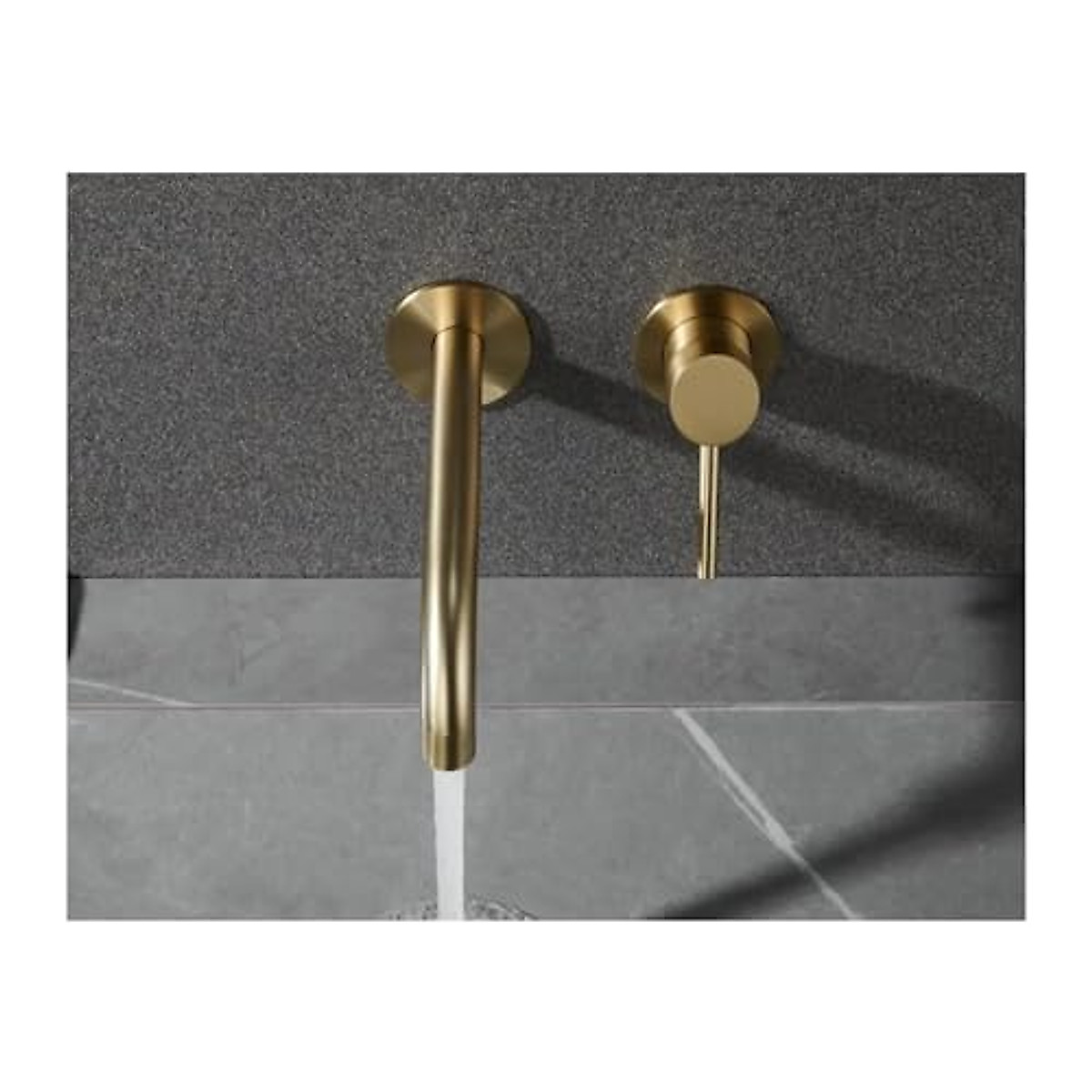 Stainless Steel Bathroom Faucet Mixer Sink Faucet Washbasin Matte Black Hot and Cold Water Wall Mounted Spout Bathtub with Handle(Black)