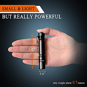 Mini Flashlight 3 Modes Small Flashlights LED Powerful High Lumens Tactical Pen Light with Clip,Slim Portable Pocket Compact Torch for Emergency Inspection AAA Battery Water-Resistant (Black & Gold)