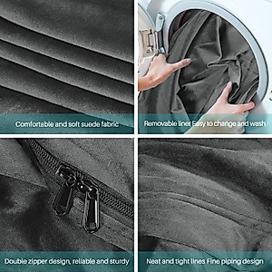 Oversized Bean Bag Chair Cover for Adults,Living Room Furniture Soft Washable Microfiber Kids Bean Bag Chair Cover,Lazy Sofa Bed Cover PV Velvet Bean Bag Cover (No Chair) (Light Gray, 6FT 150 * 75cm)