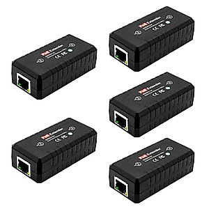 ThePoEstore 5-Pack PoE Extender PoE Repeater,1 Port Supported，10/100Mbps，15.4W Comply with IEEE 802.3af，Power Over Ethernet Switch for Security PoE Camera Over Cat5/Cat6