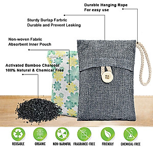 LighSele 15 Pack Charcoal Bags Odor Absorber, Bamboo Charcoal Air Purifying Bag, Nature Fresh Charcoal Air Purifier Bags for Home Shoes Pet Car Closet Fridge, Eco-Friendly & Chemical Free (15x100g)