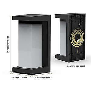 Sytmhoe Modern Outdoor Wall Lights,24W-LED Wall Sconce Light Fixtures,3-Color-Changeable Wall Mounted Lamps,Matte Black Porch&amp;Patio Light,IP65 Waterproof for Hallway Stairs Gardens