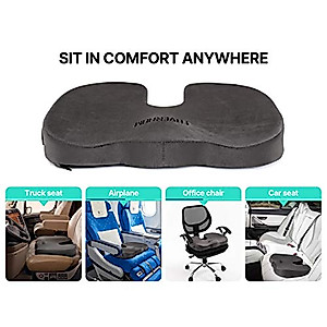 foverhom Gel Seat Cushion for Long Sitting,Office Chair Seat Cushion for Tailbone Pain Relief,Non Slip Orthopedic 50 Density Slow Rebound Memory Foam Car Seat Cushion with Handle and Concealed Zipper