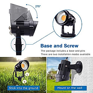 SUNVIE 120V Spot Lights Outdoor LED Landscape Lighting 12W AC Spotlights for Yard Waterproof Landscape Lights with Spiked Stake for Tree Garden Pathway Warm White Flag Lights with US 3-Plug In(4 Pack)