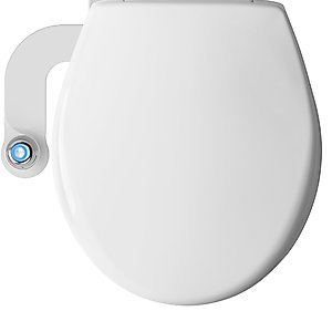 Mayfair Caswell Toilet Seat and Bidet Bundle, Slow Close Plastic Toilet Seat with Non-Electric, Easy to Install SlimGlow Bidet Attachment, Round, White