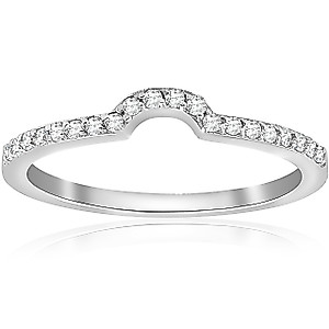 P3 POMPEII3 1/6cttw Diamond Curved Wedding Ring Guard Engagement Enhancer Band 14k Gold - Size 8