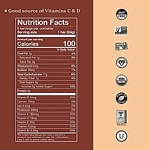 MadeGood Cookies and Creme Granola Bars, 6 Bars (0.85 oz), 6 Boxes; Contain Nutrients of One Full Serving of Vegetables, Gluten Free Oats; Nut and Allergen Free Bars