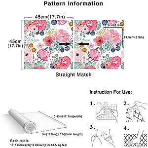 Noihlja Peel and Stick Wallpaper Removable Floral Cactus Pink Navy Flower Vinyl Self Adhesive Prepasted Decorative for Girls Women Bedroom Cabinets Desk Countertops 17.7in x 9.8ft