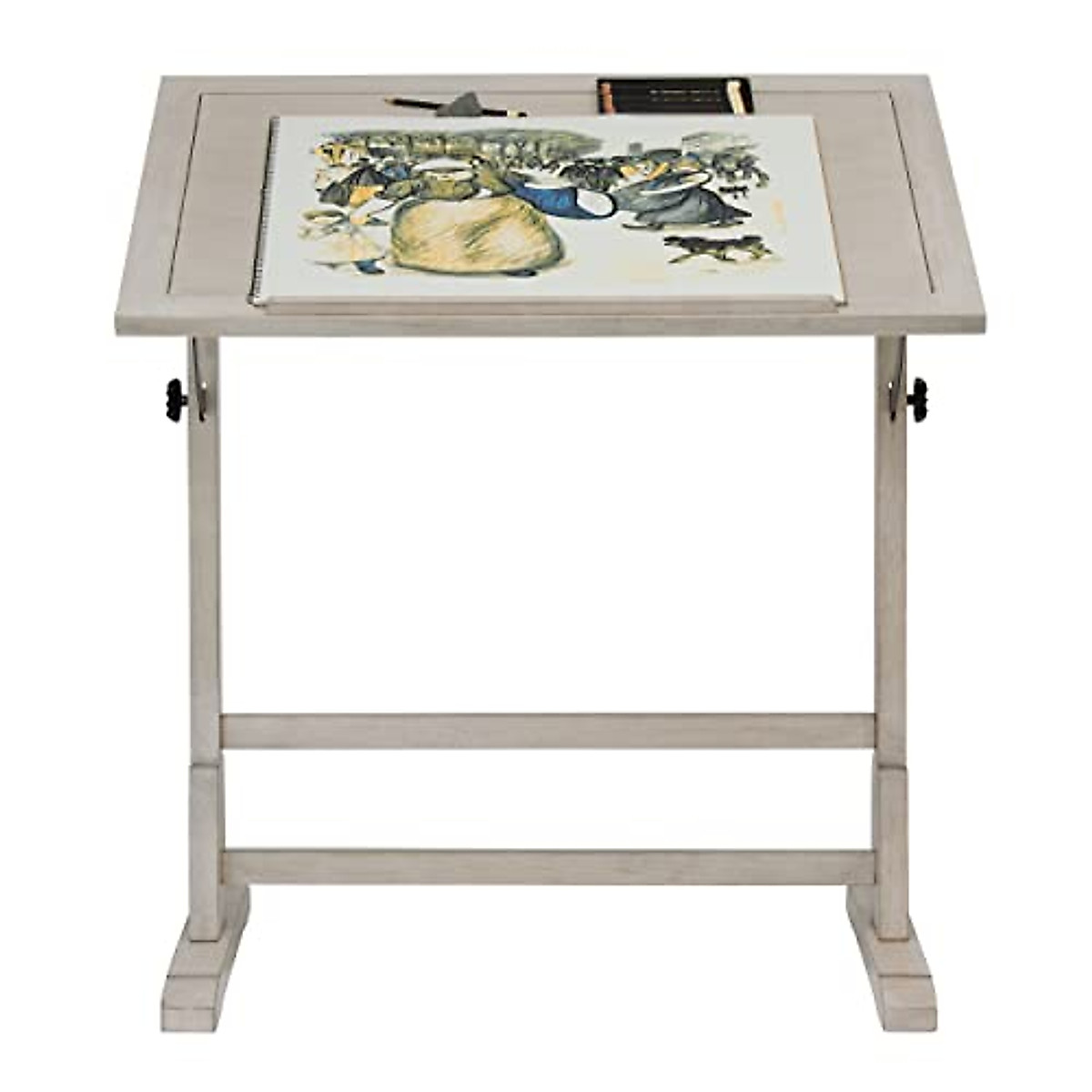 SD STUDIO DESIGNS Vintage Solid Wood Drawing/Drafting Table with 36" x 24" Angle Adjustable Top, 36", Coastal Whitewash