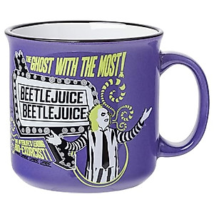 Silver Buffalo Beetlejuice Ghost With The Most Bio Exorcist Ceramic Camper Mug, 20 Ounces