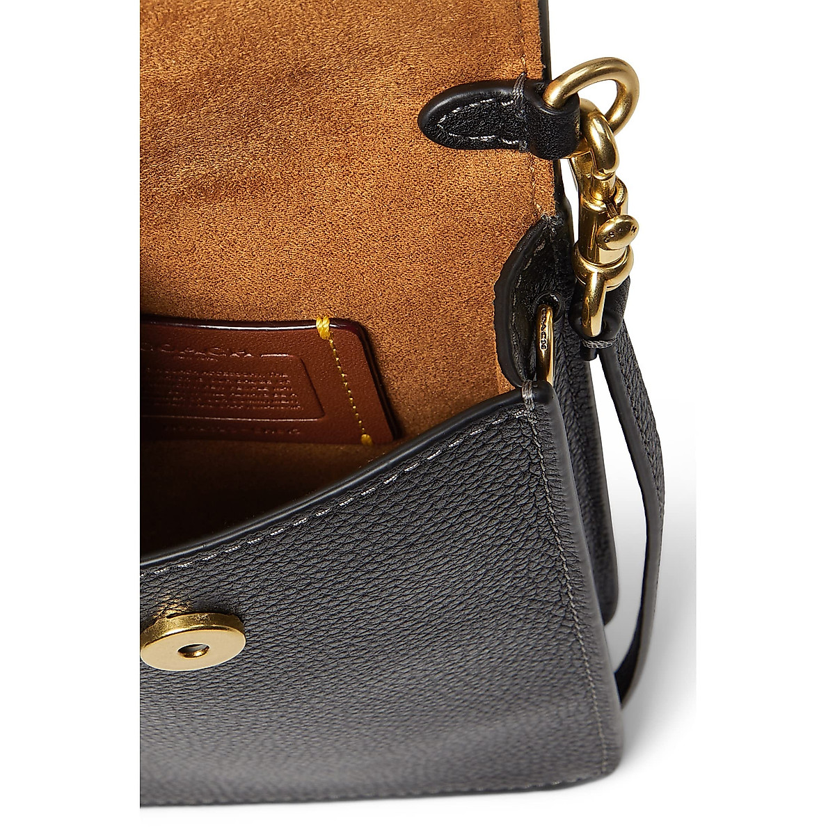 Coach Polished Pebble Leather C Phone Crossbody, Black