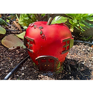 VP Home Apple Fairy House Solar Light for Home and Outdoor Decor, Apple House Solar Powered Flickering LED Garden Light Fairy House Backyard Halloween Decoration