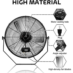 HealSmart 24 Inch Industrial Wall Mount Fan, 3 Speed Commercial Ventilation Metal Fan, 2 Pack