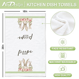 AnyDesign Easter Kitchen Towel 18 x 28 Green White Buffalo Plaids Dishcloth Easter Bunny Rabbit Gnome Cloth Tea Towel Spring Decorative Hand Towel for Bathroom Kitchen Home Cooking Baking, 4Pcs