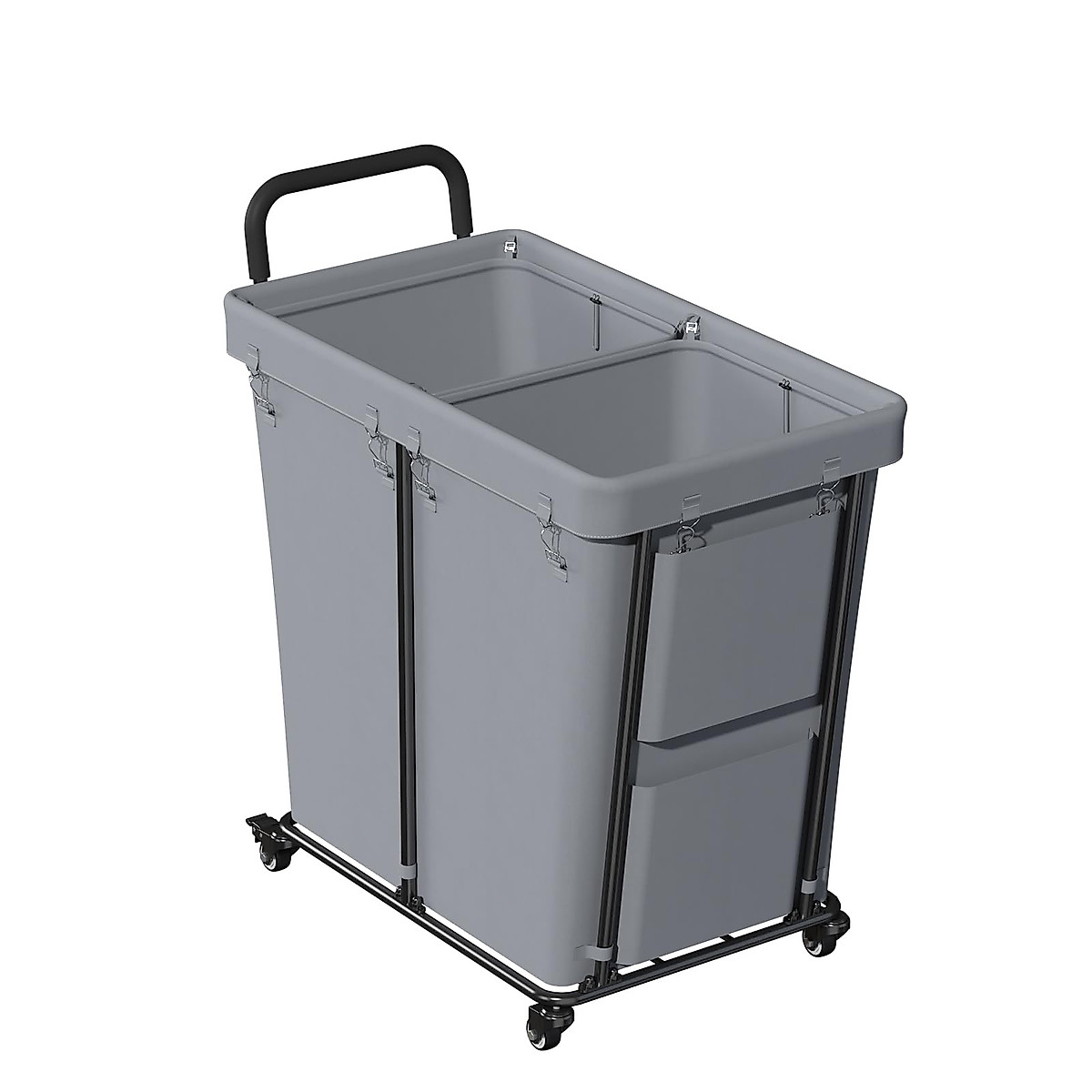 huyear Laundry Cart with Lockable Wheels 2 Section, 240L Large Capacity Commercial Laundry Sorter Rolling Laundry Cart with Sturdy Steel Frame and Removable Waterproof Bags, Laundry Hamper for Storage