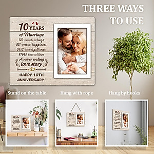 10 Year Anniversary Romantic Gifts for Him Her, 10th Anniversary Valentines Gifts for Wife Husband - 10th Anniversary Picture Frame Gifts for 4x6 Photos - Best Couple Gifts for 10th Wedding