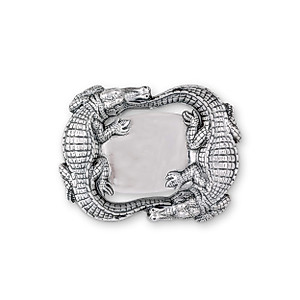 Arthur Court Designs Aluminum Alligator Food Service Tray, Desktop Storage Organizer, Catchall, Valet, Nightstand or Dresser 9 inch Long