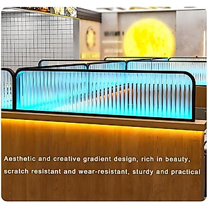 LXXW Countertop Screen Partition, Striped Glass Decorative Dividers with LED Light for Dining Areas, Bars Restaurant Table Top Separator(Black,120x25cm)