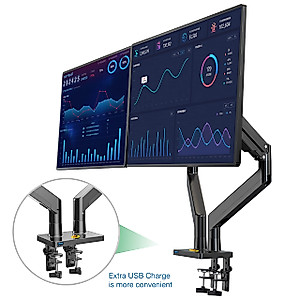NB North Bayou Dual Monitor Arm Full Motion Swivel Monitor Mount with Gas Spring for 22''-32'' Monitors with Load Capacity from 4.4~30lbs for Each Arm Height Adjustable Monitor Stand G32-B