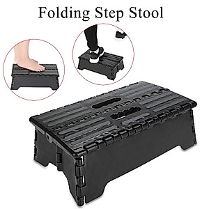 ZJchao Folding Step Stool, Portable Step Ladder Half Step Ladder Foot Step Stool for Elderly Pregnant Bathroom Travel Use Adults, Kitchen Garden Bathroom Stepping Stool Foldable Stool(Black)