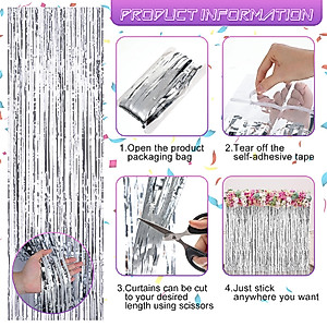 Jerify 30 Pcs Silver Foil Fringe Curtains 3.28 x 8.2 ft Metallic Tinsel Backdrop Streamer Curtains for Party Photo Wedding Birthday Bridal Shower Decor