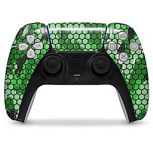 WraptorSkinz Skin Wrap compatible with Sony PS5 DualSense Controller HEX Mesh Camo 01 Green Bright (CONTROLLER NOT INCLUDED)