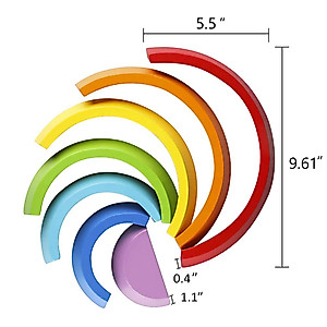 kizh Wooden Rainbow Stacker Nesting Puzzle Blocks Tunnel Stacking Game Building Blocks Color Shape Matching Jigsaw Educational Toys Puzzle for Kids Baby Toddlers Children