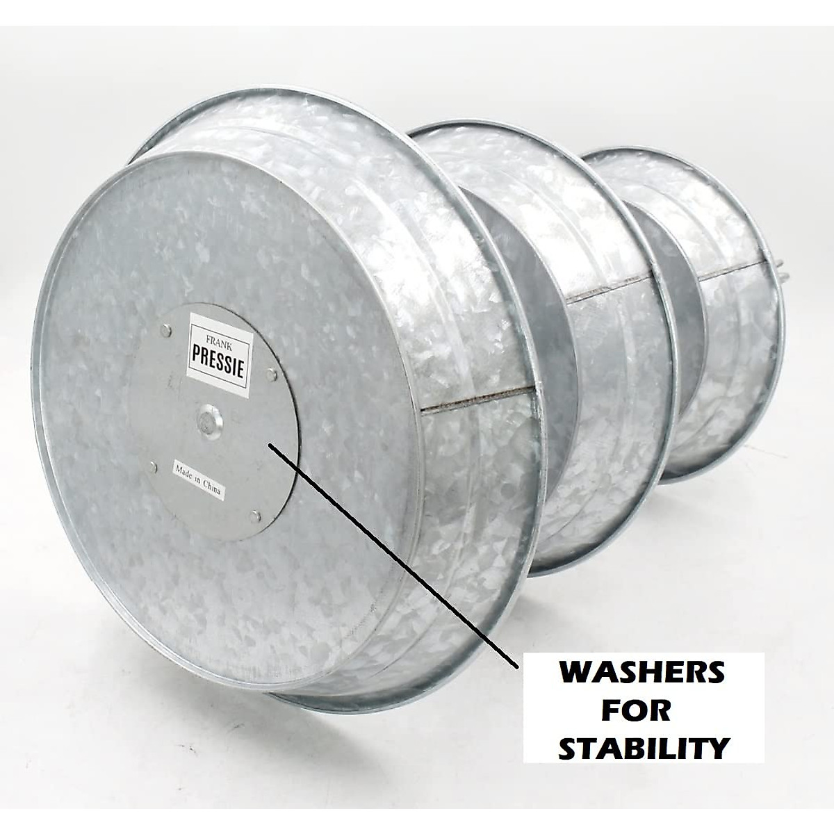 FRANK PRESSIE 3 Tiered Serving Stand Farmhouse Decor Galvanized Metal 3-Tiered Tray for Party Rustic Three Tier Grey Basket with 50pcs Tulip Cupcake Liners, Silver