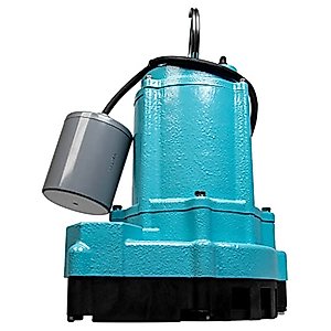 Little Giant 9EC-CIA-RF 115 Volt, 4/10 HP, 4200 GPH Automatic Cast Iron Sump/Effluent Pump with Piggyback Float Switch and 20-Ft. Cord, Blue, 509801