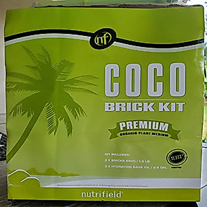 Coco Coir Bricks 5.5 Lbs Pack 3 Coco Bricks RHP Cert pH Balance Buffered Washed Organic Coconut Fiber Soil Compressed Coco Peat Block Indoor Outdoor Plant Flower Vegetable Garden 3 Hydrate/Storage Bag