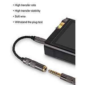 Headphone Adapter 4.4mm Male to 3.5mm Female Adapter for 3.5mm Cable Connected to Balanced 4.4mm Player Device High Stereo Audio Converter OFC Cable with Gold-Plated Plug 6 inch Length Extension Cord