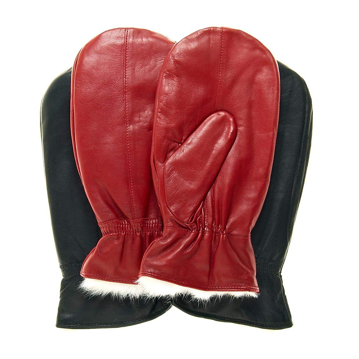 Pratt and Hart Park City Women's Rabbit Fur Lined Mittens Size L Black