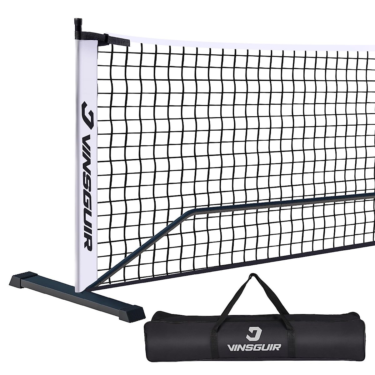 VINSGUIR Portable Pickleball Net, Pickleball Nets Designed for All Weather Conditions with Steady Metal Frame and Strong PE Net, Regulation Size Net with Carrying Bag