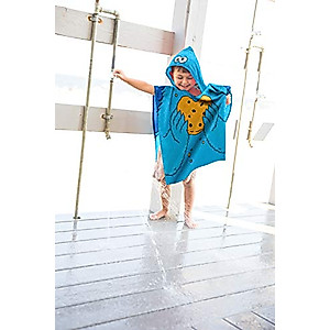 Jay Franco Sesame Street Cookie Monster Kids Bath/Pool/Beach Hooded Poncho - Super Soft & Absorbent Cotton Towel, Measures 28 x 28 Inches (Official Sesame Street Product)