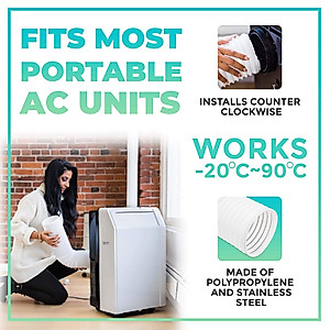 Portable Air Conditioner Exhaust Hose - 5in Diameter, 79in Extended - Replacement AC Tube - Counter Clockwise Threads Air Conditioner Hose - Portable AC Exhaust Hose