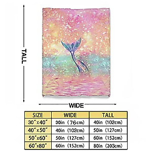Mermaid Tail Mythical Ocean Life Flannel Fleece Throw Blankets for Chair 50"x40" Decorative Cover,Super Soft Gift Idea