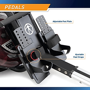 Marcy Pro Water Resistance Rower Rowing Machine for Home Gym LCD Monitor Tracks Time Distance Strokes and Calories NS-6023RW, Black/red/Silver