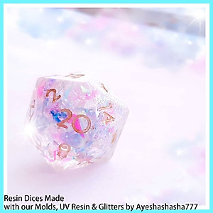 FUNSHOWCASE Resin Dice Molds Epoxy Casting Kit Set Number Letter Operation D4 D6 D8 D10 D12 D20 D24 20-Count 0.7-1.6inch