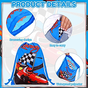 Paterr 24 Pcs Race Car Party Favor Goodie Bags Racing Drawstring Bags Race Car Gift Bags Candy Treat Bags for Boys Car Theme Birthday Baby Shower Decor Supplies, 7.09 x 5.12 Inches